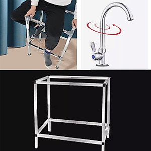 Freestanding Kitchen Sink, Commercial Restaurant Utility Sink Set, Stainless Steel Single Bowl Kitchen Sink, with Faucet (Size : 60x45cm/23.6x17.7in)