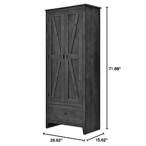 Ameriwood Home Farmington Wide Storage Cabinet, 30", Rustic Gray
