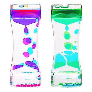 CAILINK Liquid Motion Bubbler Timer 2Pack Sensory Toy for Relaxation,Liquid Motion Timer Toy Floating Color Lava Timer-Relaxing Liquid Bubbler Timer Calming Toy