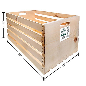 Good Wood by Leisure Arts Wooden Crate, Wood Crate Unfinished, Crates for Display, Crates for Storage, Wooden Unfinished, Pine, 22" X 15" X 11.5"
