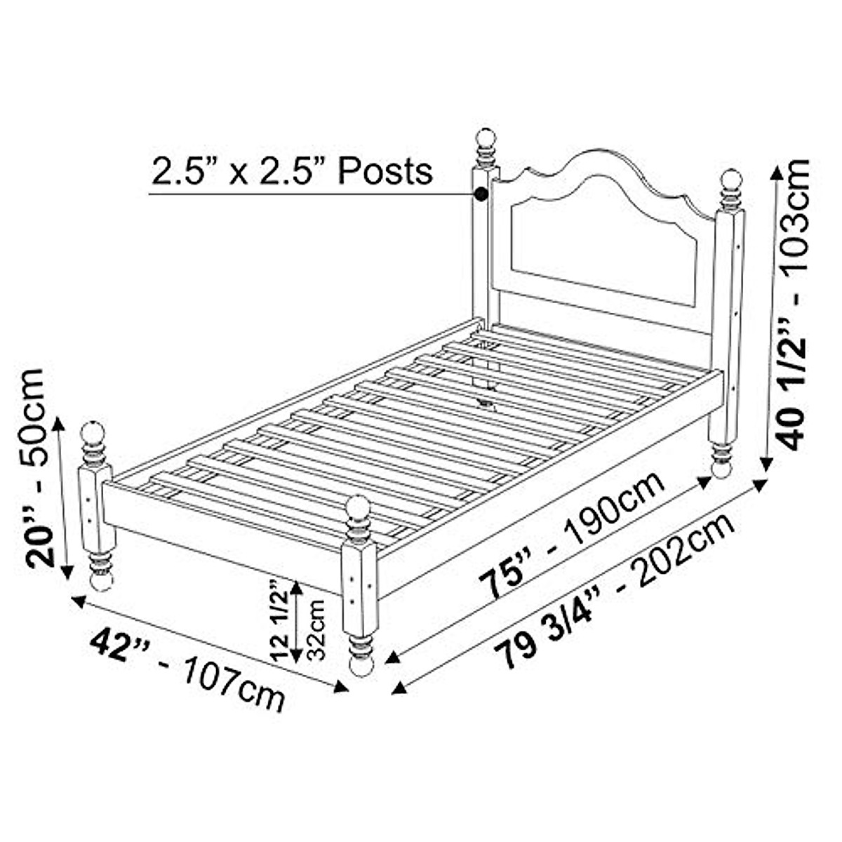 Palace Imports 100% Solid Wood Reston Panel Headboard Platform Bed, Twin Size, Honey Pine