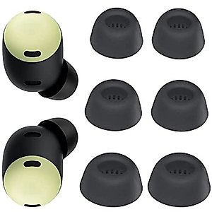JNSA Replacement Ear Tips Silicone Anti-Slip Eartips Ear Plug Ear Tip Gels Compatible with Google Pixel Buds Pro, [Fit in Case],L/M/S 3 Size 3 Pairs,Black pixbp