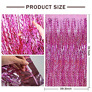 Pink Fringe Backdrop Streamers Party Decorations, Pink Wall Decor, Pink Birthday Decorations for Women, Pink Halloween Decor, Bachelorette Party Decorations, Baby Shower Decorations for Girl