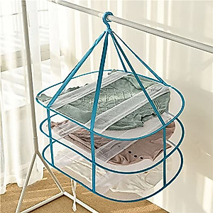 JWCBDY Large Size Sweater Hanging Dryer, 3 Tier Folding Drying Rack, Lay Flat to Dry Mesh Clothes Hanger for Sweater, Delicates and Swimsuit(30.3X24.4X30.7 in/1PCS)