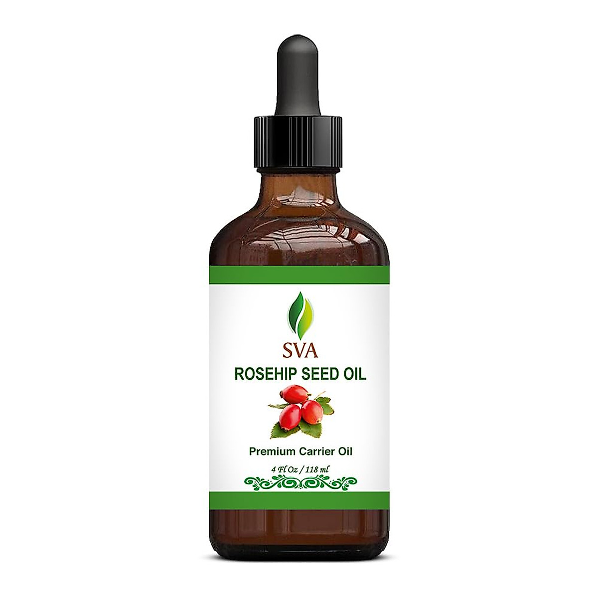 SVA Rosehip Seed Oil - 4 Fl Oz – 100% Natural Cold Pressed Rosehip Oil - for Face, Skin Care, Hair Care, Scalp Massage & Body Massage – Carrier Oil with Dropper