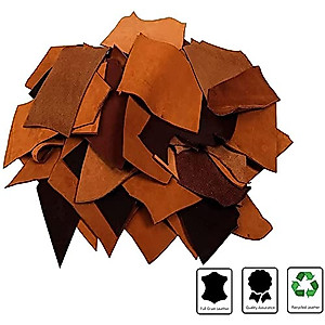 Leather Scrap Crafts 1 lbs Leather Scrap - Large Pieces of Full Grain Leather Cowhide Remnants Bag - Design & Make Crafts - Mixed Colors