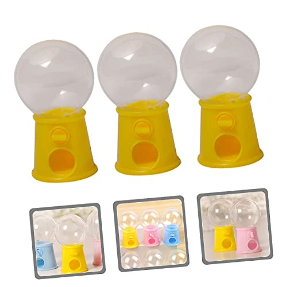 NOLITOY 3pcs A Vending Machine Candy for Kids Gumball Dispenser Plastic Yellow Gumballs Machines Gumballs Machine Toys Gumballs Machines Toys Chewing Gum Machine Candy Machine Candy Box