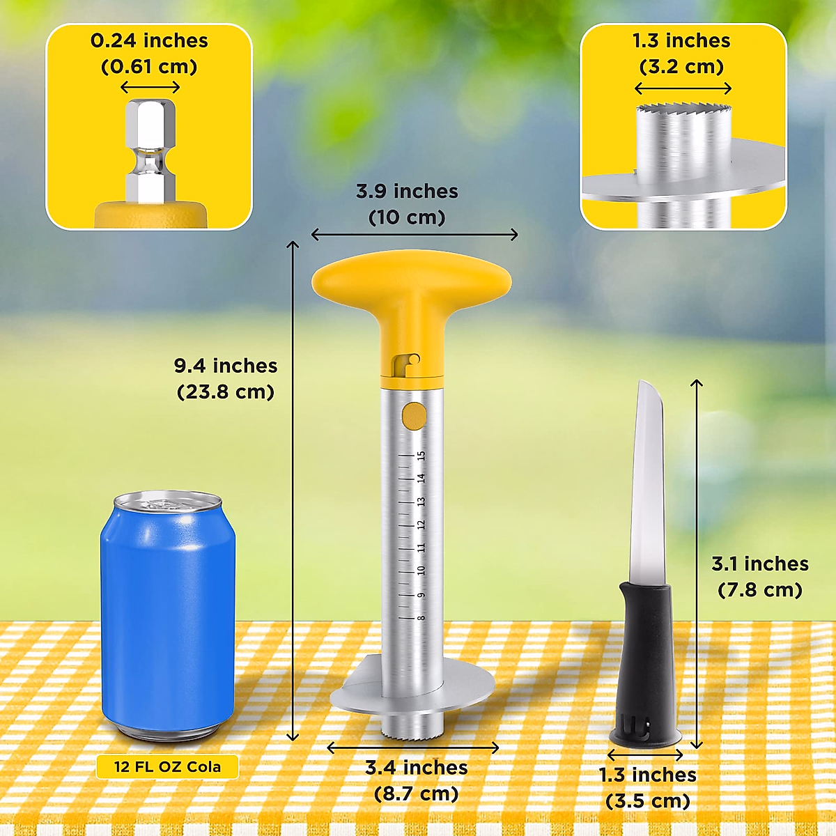 YYP Pineapple Cutter with Knife, [Upgraded, Electric & Manual] Durable Pineapple Corer with Electric Drill Accessory, Stainless Steel Fruit Peeler Knife Pineapple Slicer Core Remover Kitchen Tool