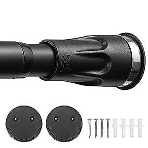 Shower curtain rod，Black shower curtain rods No Drilling Expandable Spring Loaded Curtain Tension Rod Adjustable 43 to 73 inch doesn't rust