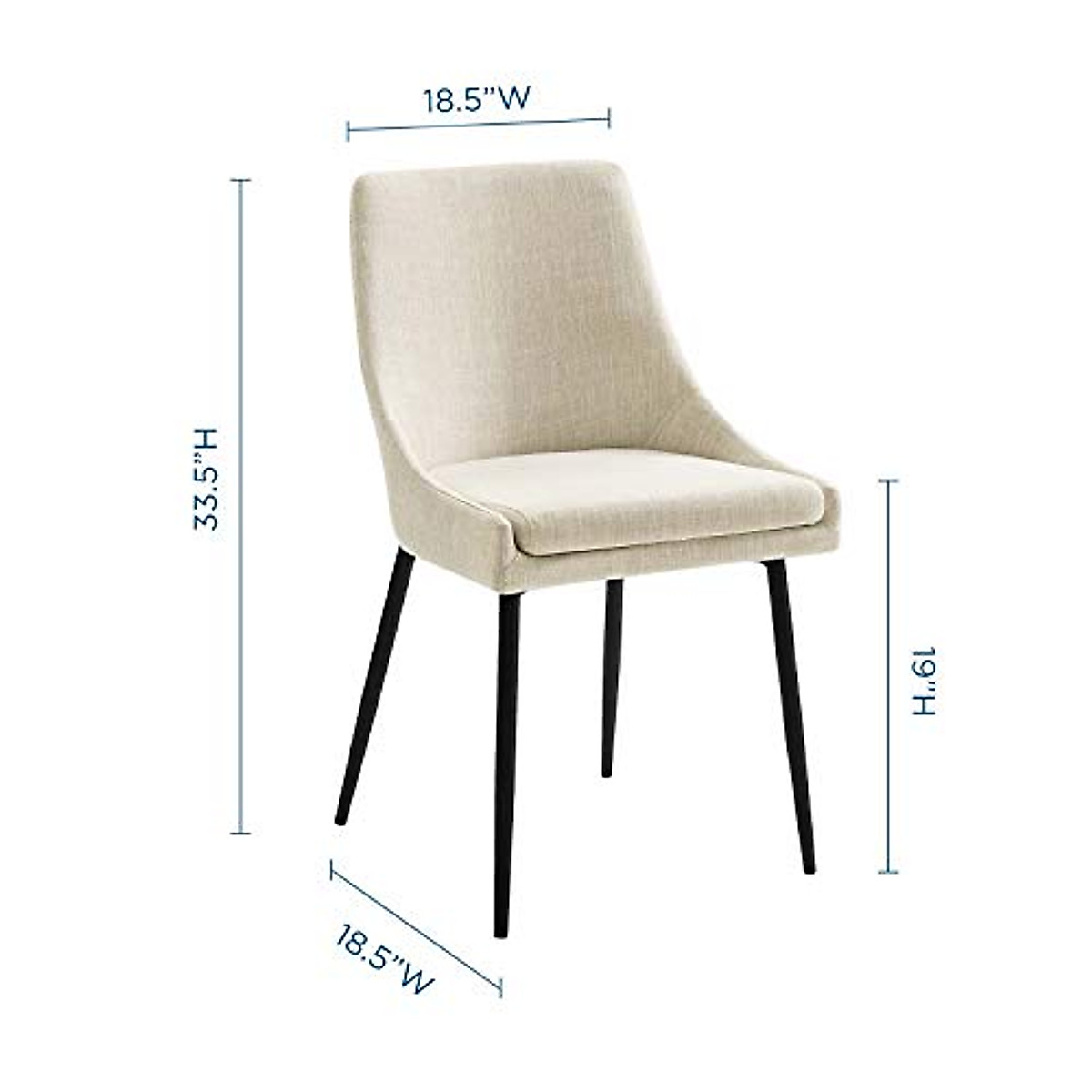 Modway Viscount Upholstered Fabric Dining Chairs - Set of 2, Black Beige