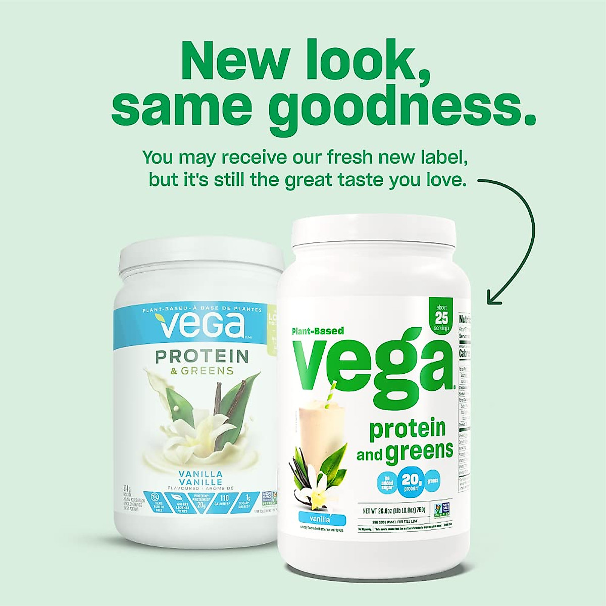 Vega Protein and Greens Protein Powder, Chocolate - 20g Plant Based Protein Plus Veggies, Vegan, Non GMO, Pea Protein for Women and Men, 1lbs (Packaging May Vary)