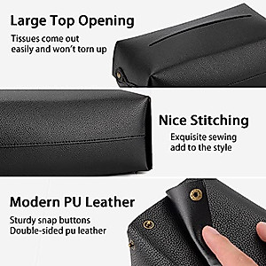HELMDY Tissue Box Cover Rectangular: Modern Decorative PU Leather Tissue Box Organizer Holder 9.84"X5.51"X3.86" for Bathroom Vanity Countertop & Night Stands & Office Desk & Car (Black)