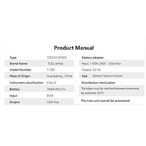 Tooth Dryer Warm Air Drying Machine with 2 Nozzles for Orthodontics