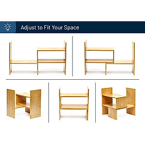 RoyalHouse Natural Bamboo Desktop Organizer, Attractive Design, Stand Shelf for Books, Accessories and More, Home Décor, Ideal Gift for Family & Friends