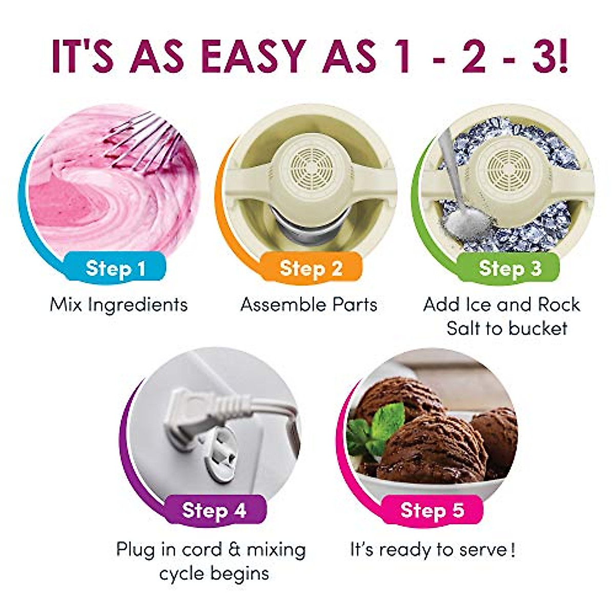 Elite Gourmet EIM-924L, 4 Qt. Electric Motorized Ice Cream Maker Ice & Rock Salt, 4Qt. Freezing Canister, Creamy Ice Cream, Gelato, Frozen Yogurt, or Sorbet, Recipe Booklet