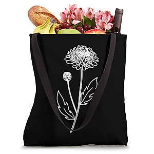 Chrysanthemum November Birth Flower Art Floral Minimalist Tote Bag