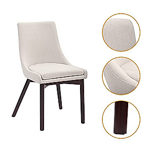CangLong Upholstered Fabric Chairs and Solid Wood Legs for Kitchen Dining Bedroom Living Room, Set of 2, Beige 1