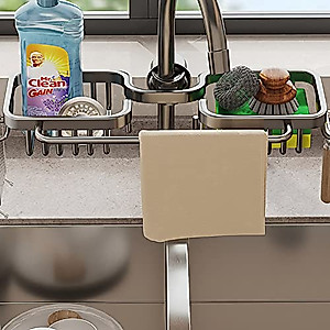 Barvita Sink Caddy Faucet Sponge holderkitchen Sink Organizer Kitchen Gadgets Kitchen Sink Caddy Bathroom Organizer Kitchen Sink Caddy to Kitchen, Bathroom (Silver)