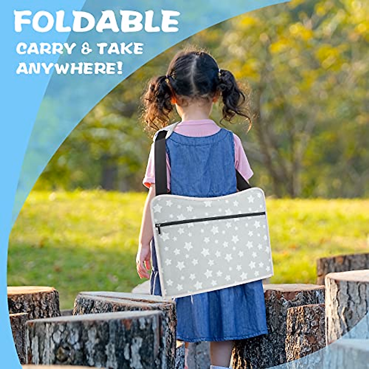 MENZOKE Kids Travel Tray, Toddler Car Seat Tray with Dry Erase Board, Collapsible Lap Car Seat Travel Table Desk w/iPad Holder, Storage Pocket, Kids Tray for Road Trip, Car Stroller, Airplane, Grey