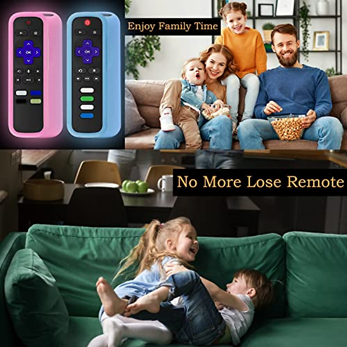 2Pack Remote Case for Roku - Taiyiluo Silicone Protective Controller Cover Compatible with TCL Roku Remote,Universal for Hisense Roku Express 4K+ 2021 | Roku Streaming Stick+(Glow Pink & Glow Blue)