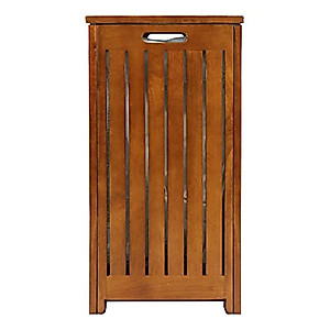 oceanstar Solid Wood Spa Hamper, Brown