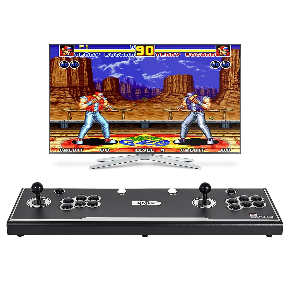 UNICO Game Arcade Game Console, 44 Pre-Loaded Genuine SNK Games, Two Joysticks for Two Player, HDMI Output to TV/Monitor