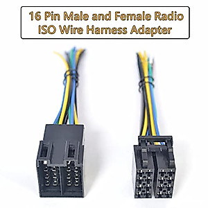 16 Pin Male Female Radio ISO Wire Harness Adapter for Peterbilt Freightliner International Semi Truck Volvo Sterling Mack Kenworth Stereo Connector to JVC Pioneer Kenwood Sony Android