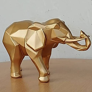 Elephant Statue Abstract Elephant Figurine Art Sculpture Animals Elephant Ornaments for Home Bedroom Living Room Garden Office - Gold