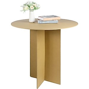 Sintuff Round Wood Display Table 30 Wooden Nightstand Coffee End Table Circle Corner Table for Living Room Small Space Bedside Easy Assembly Modern Home Decor, 2 Part Interlocking Finger Groove Base