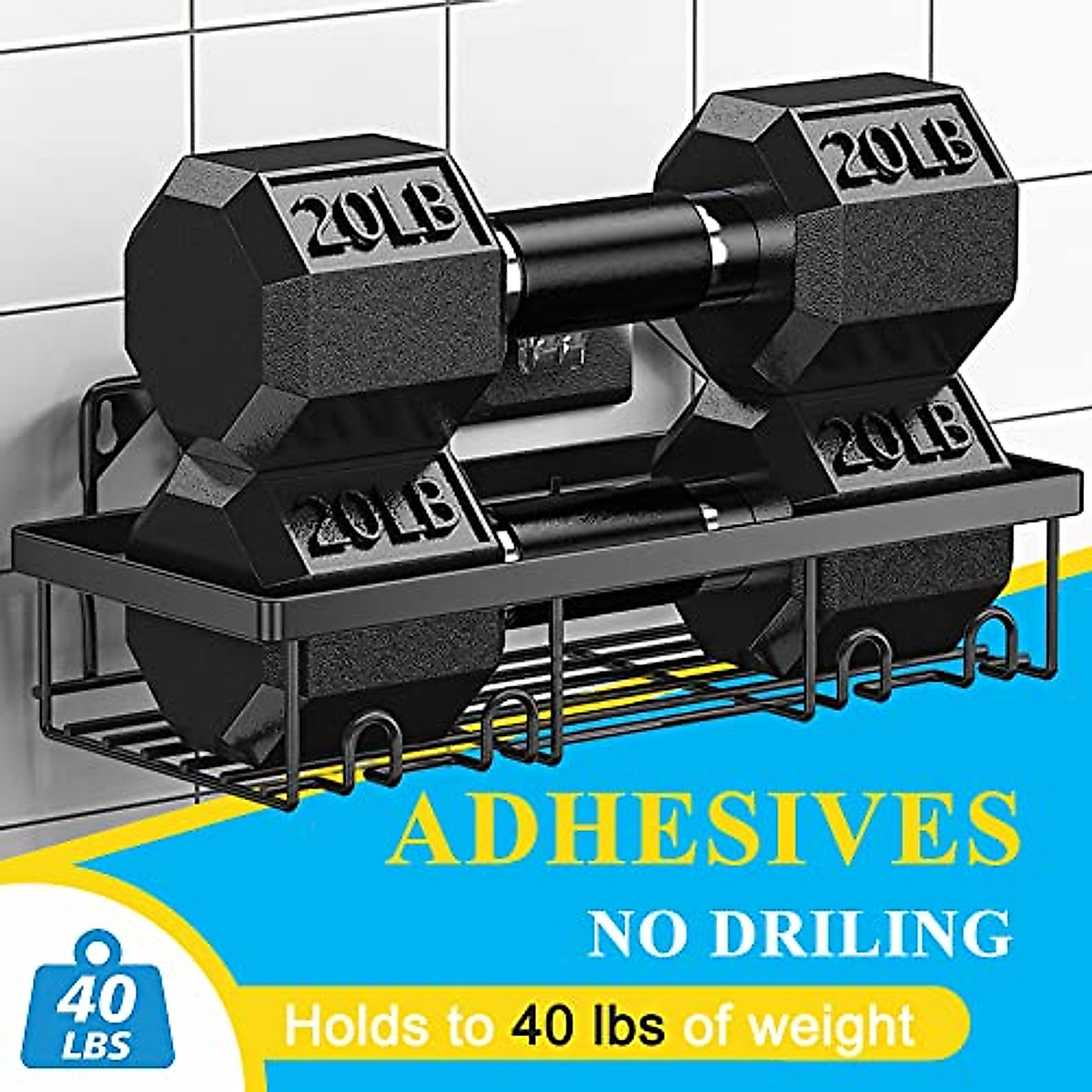 Auchic Shower Caddy,Shower Shelves [6 Pack],Adhesive Bathroom Shower Organizer Suction,No Drilling,Rustproof Stainless Steel Shower Soap Holder for Inside Shower,Black