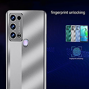 Yoidesu 5G Unlocked Android Smartphone, 6.5in IPS HD Screen 6GB RAM 128GB ROM Ultra Thin Mobile Phone, 5000mAh 12MP16MP HD Camera, Face ID Fingerprint Unlocked Cellphone for Android 12(Grey)