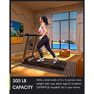 SSPHPPLIE 300 lb Capacity Foldable Treadmill - 3.0HP Portable Folding Treadmills for Home & Office, with Online Events, 12 Programs(App) (Yellow Logo)