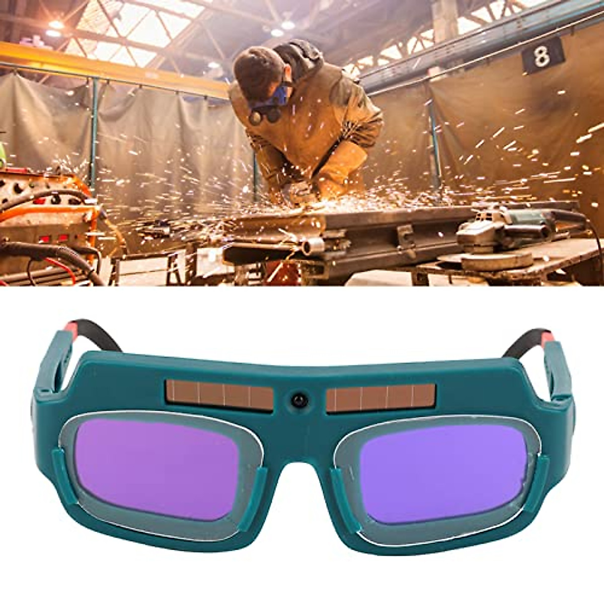 Asixxsix Solar Auto Darkening Welding Goggle, Welder Safety Protective Arc Welding Glasses Helmet Auto Dimming Glasses Protect Eyes from Piercing Block Welding Slag and Prevent Splashing
