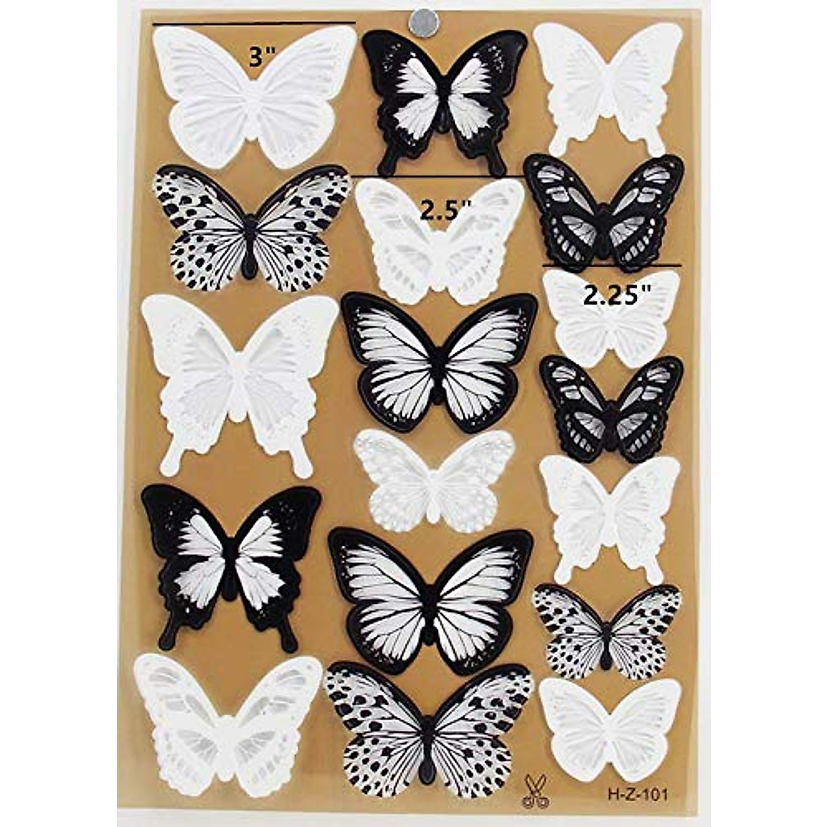 90 PCS 3D Butterfly Wall Stickers,Butterfly Decor PVC Crystal Butterfly,Art Decal Satin Paper Butterflies Home DIY Decor Removable Sticker,Bedroom Showcase Nursery Butterfly Wall Decor(Black-White)