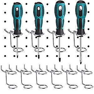 12 Pieces Screwdriver Organizer Tool Holders Multi-Tool Holder Double-Ring Tool Holders Pegboard Accessories Household Tools Organizer Racks Storage System Hand Tools for Kitchen, Garage, Workbench
