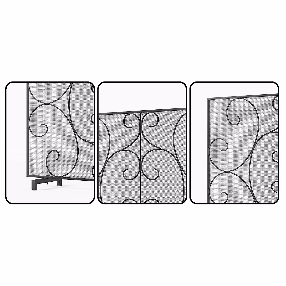 Kingson Single Panel Decorative Flat Fireplace Screen Cover Handcrafted Durable Metal Mesh, Heat-Resistant Free Standing Fire Spark Guard Mesh 37.8" L x 8.8" W x 30.7" H