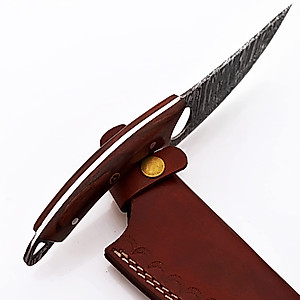 Nice Hand made High carbon steel Filet/Kitchen/skiner knife, Hunting, hiking and for fishing with Beautiful leather sheath. (Black) (Damascus)