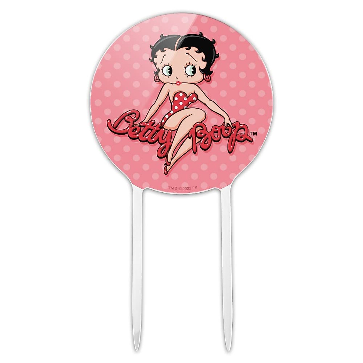 Acrylic Betty Boop Pink Polka Dots Cake Topper Party Decoration for Wedding Anniversary Birthday Graduation
