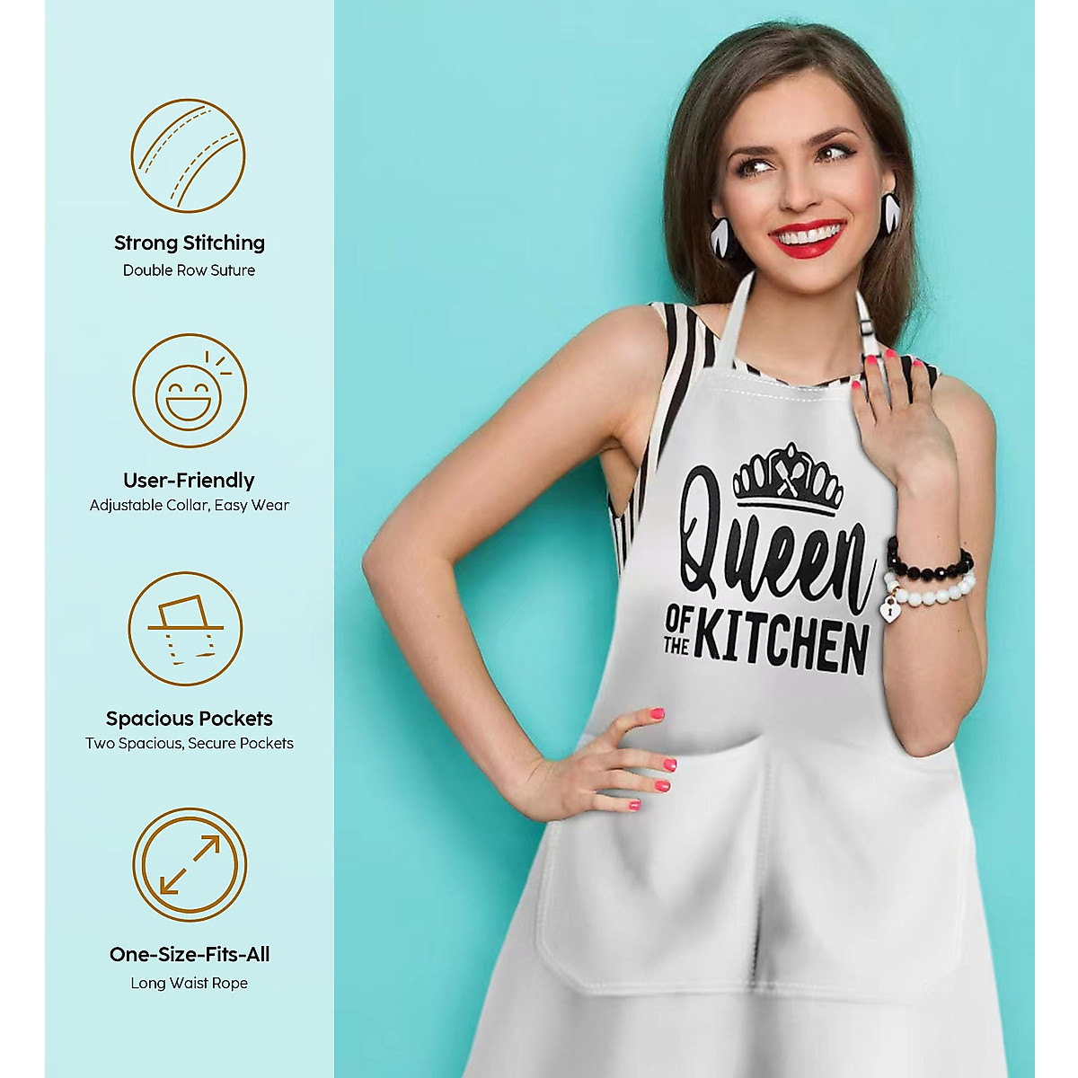 King & Queen Apron Set - Wedding Engagement Gifts for Couples, Funny Kitchen Gifts for Couples, Husband, Wife, Boyfriend, Girlfriend, Him Her, Bridal Shower Gifts, Unique Valentine's Day gifts ideas
