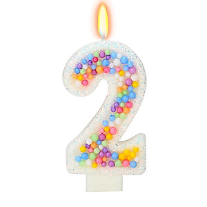 FAMGift Birthday Candles - Number 2 Candle, Colorful Macaron Candles, Birthday Candles for Boys/Girls, Cake Decorations, Theme Party Supplies