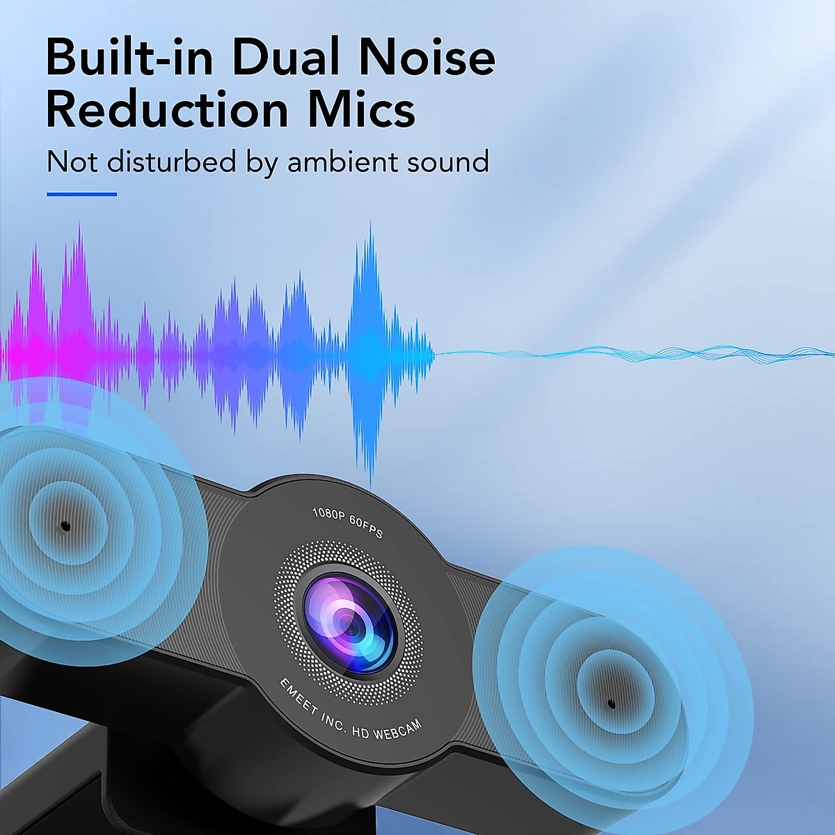 EMEET Webcam with Microphone, 1080P HD 60FPS Streaming Webcam USB Webcam w/2 Noise Reduction Mics,Software Control,90°FOV，Autofocus,Webcam for Desktop PC Mac Laptop Zoom Gaming FaceTime Teams Twitch