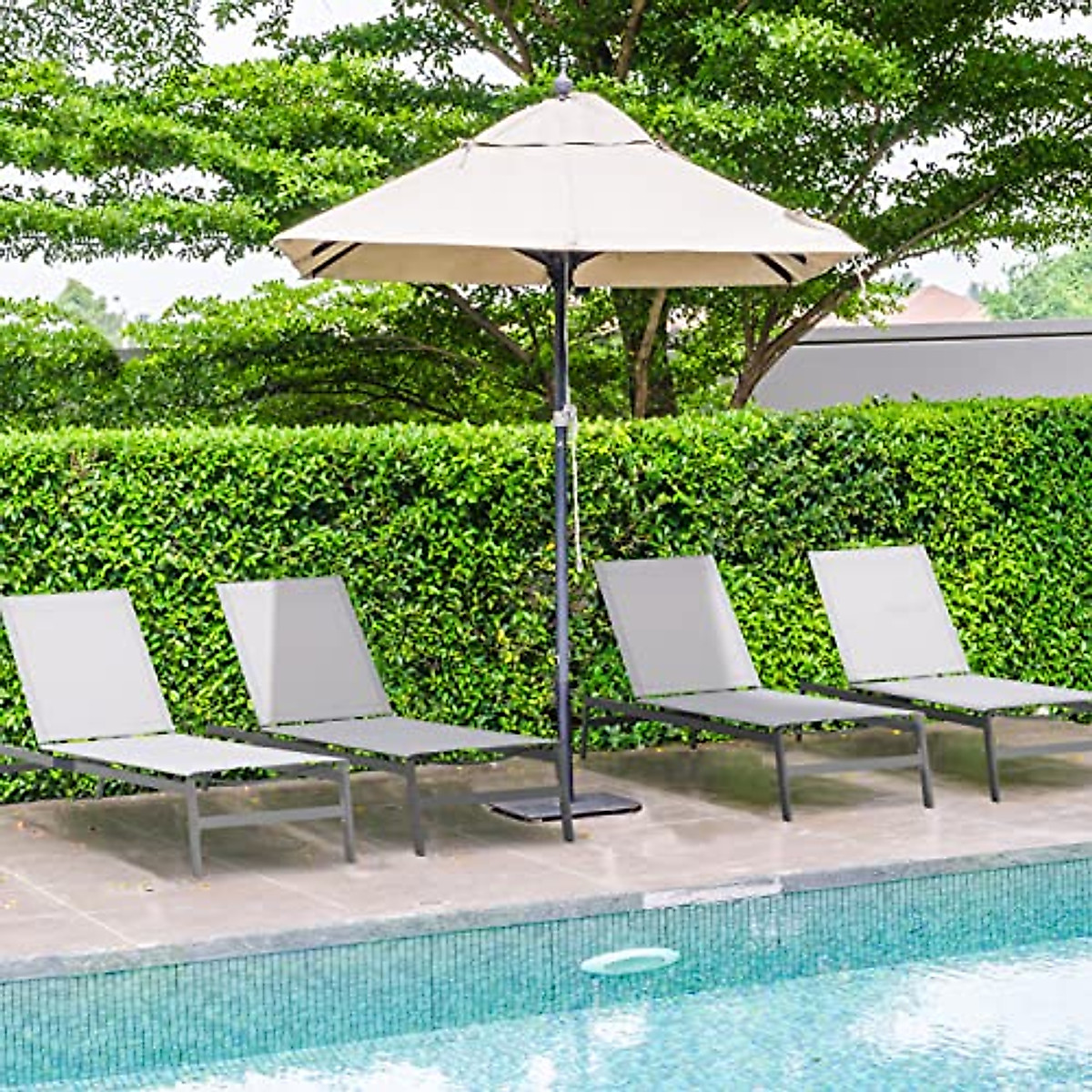 HAPPATIO Patio Chaise Lounge,Patio Lounge Chair with Breathable Textilene Fabric,Outdoor Patio Lounge Chairs for Patio Backyard Porch Poolside(Light Gray)