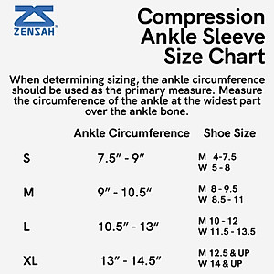 Zensah Ankle Support - Compression Ankle Brace - Great for Running, Soccer, Volleyball, Sports - Ankle Sleeve Helps Sprains, Tendonitis, Pain, Heather Grey, Large