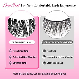 Eyelashes Natural Look False Lashes - Bepholan Fake Eyelashes 5D Super Fluffy False Eyelashes Clear Band Wispy Lashes 3-Pack Faux Mink Lashes(XMZ92)