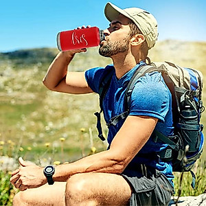 Personalized Bottle 20 oz with Straw Red Custom Laser Engraved Stainless Steel Vacuum Insulated Sport Bottle with Name