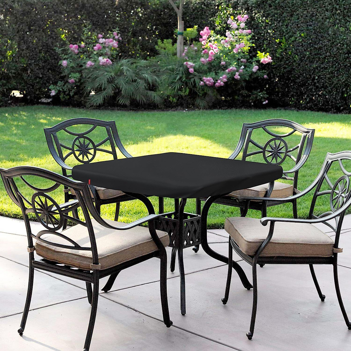 SoloToo Outdoor Square Table Cover,Waterproof Anti-UV Patio Square Table Top Covers,Fits 32 x 32 Inches Square Patio Furniture (Black)