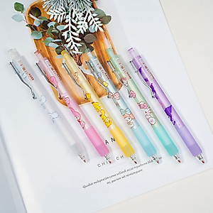 LokDra 6 Pcs Cartoon Ballpoint Pens Anime Gel Ink Pen Black 0.5mm Melody Kitty Gifts Cute Kawaii School Supplies Set For Kid Teen Girls Students