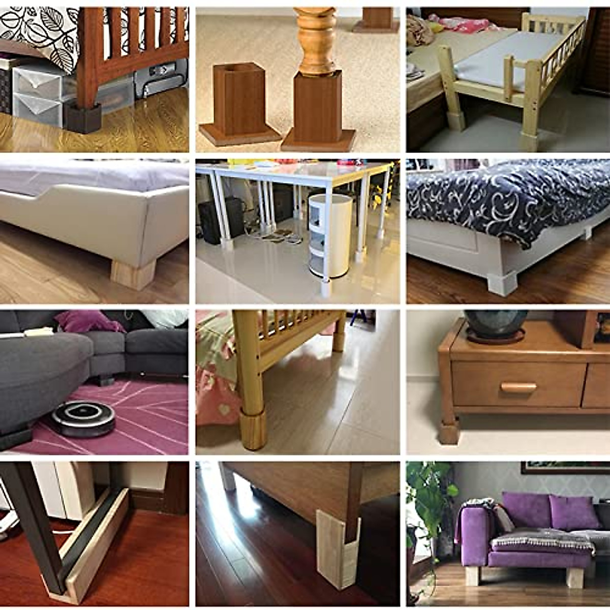 apdm 4 Pack Solid Wood Furniture Legs, Natural Square Wood Furniture Risers, Wooden Extenders for Tables, Sofas, Armchairs, Cabinets (5x5x5cm,5 cm Taller)