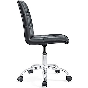 Modway Prim Ribbed Armless Mid Back Swivel Conference Office Chair In Black