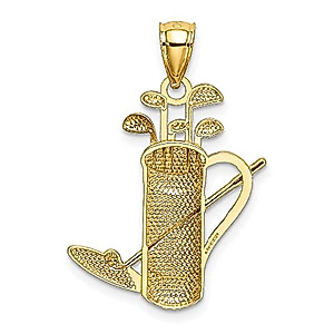IceCarats 14K Yellow Gold Golf Bag Necklace Charm Sports Pendant Only